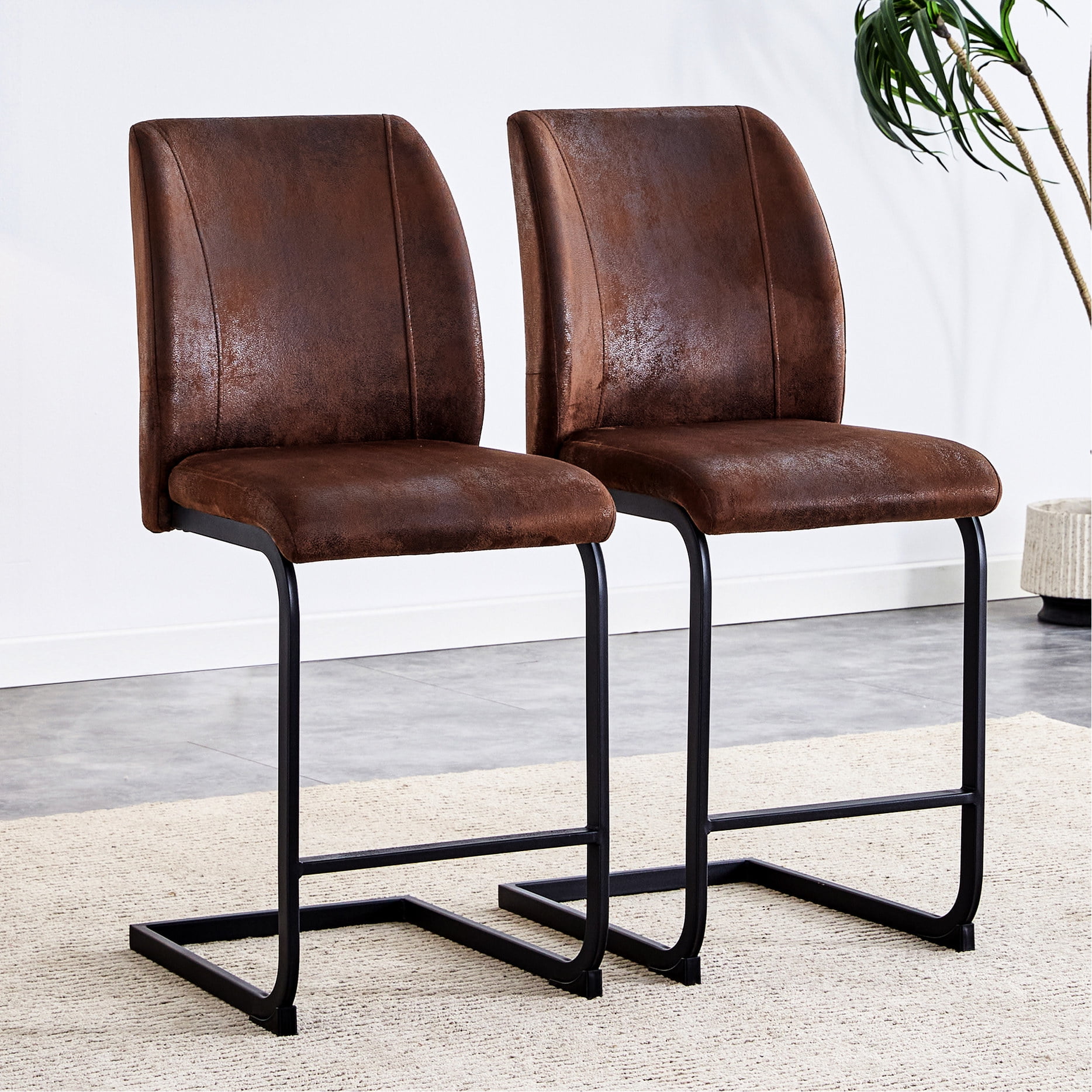 Brown Suede Counter Stools Set | Ideal for Countertop Seating ...