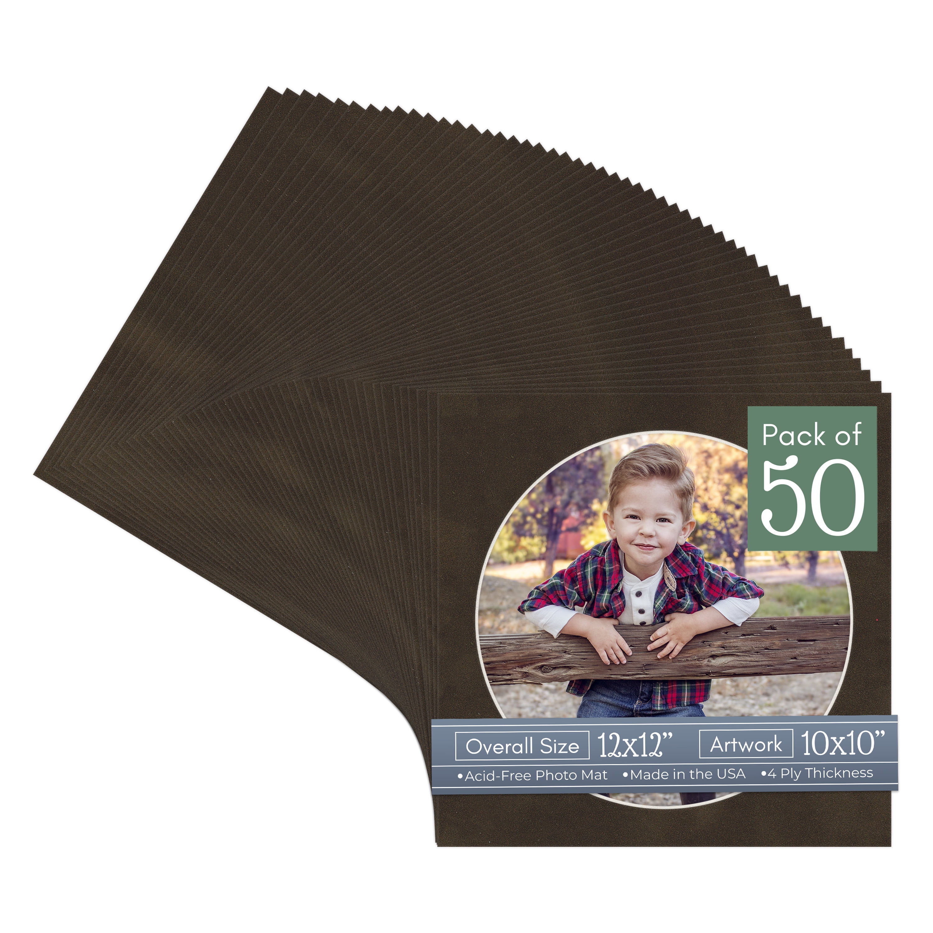 Brown Suede Picture Frame Mat for 12x12 Frames - Circle Opening for ...