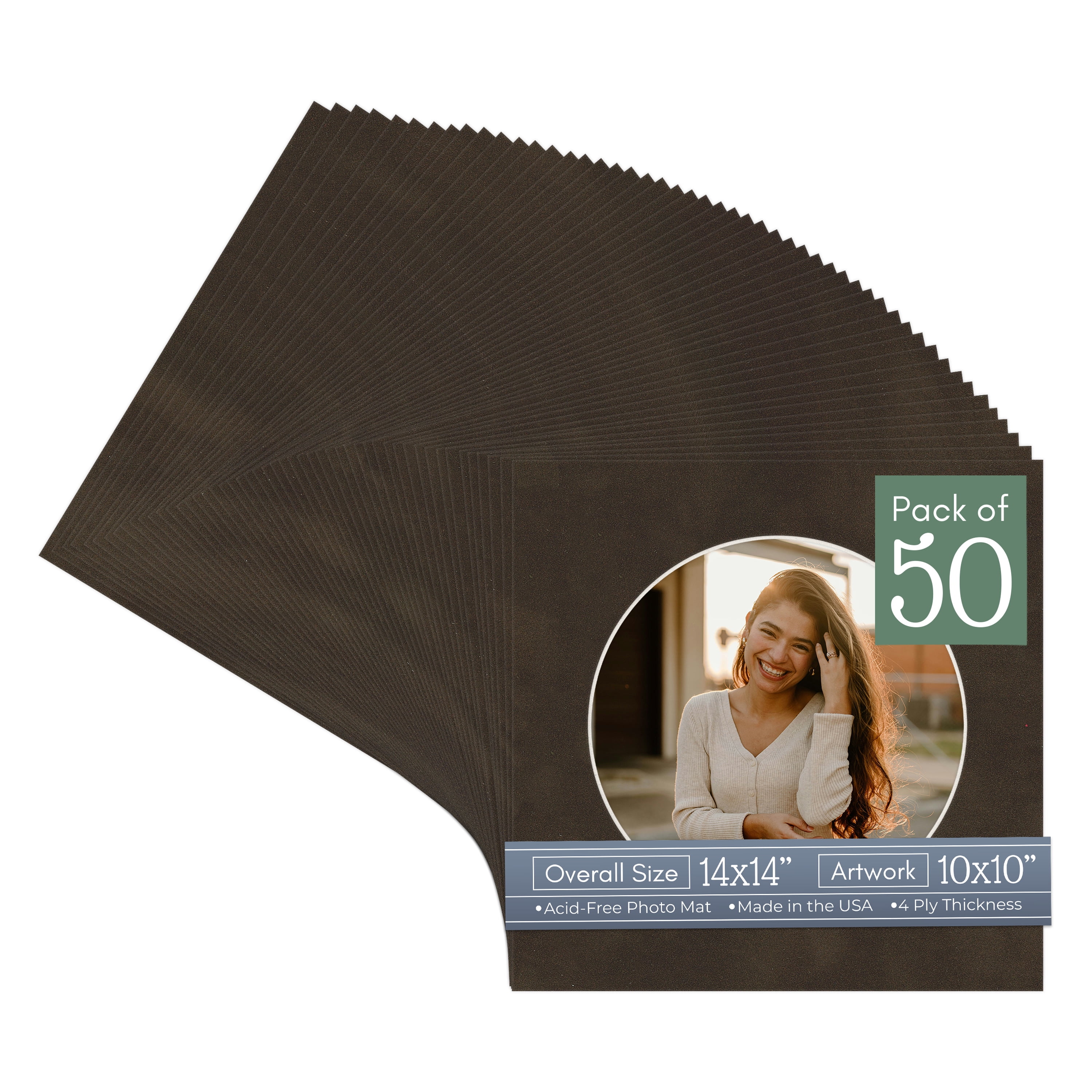 Brown Suede Picture Frame Mat for 14x14 Frames - Circle Opening for ...