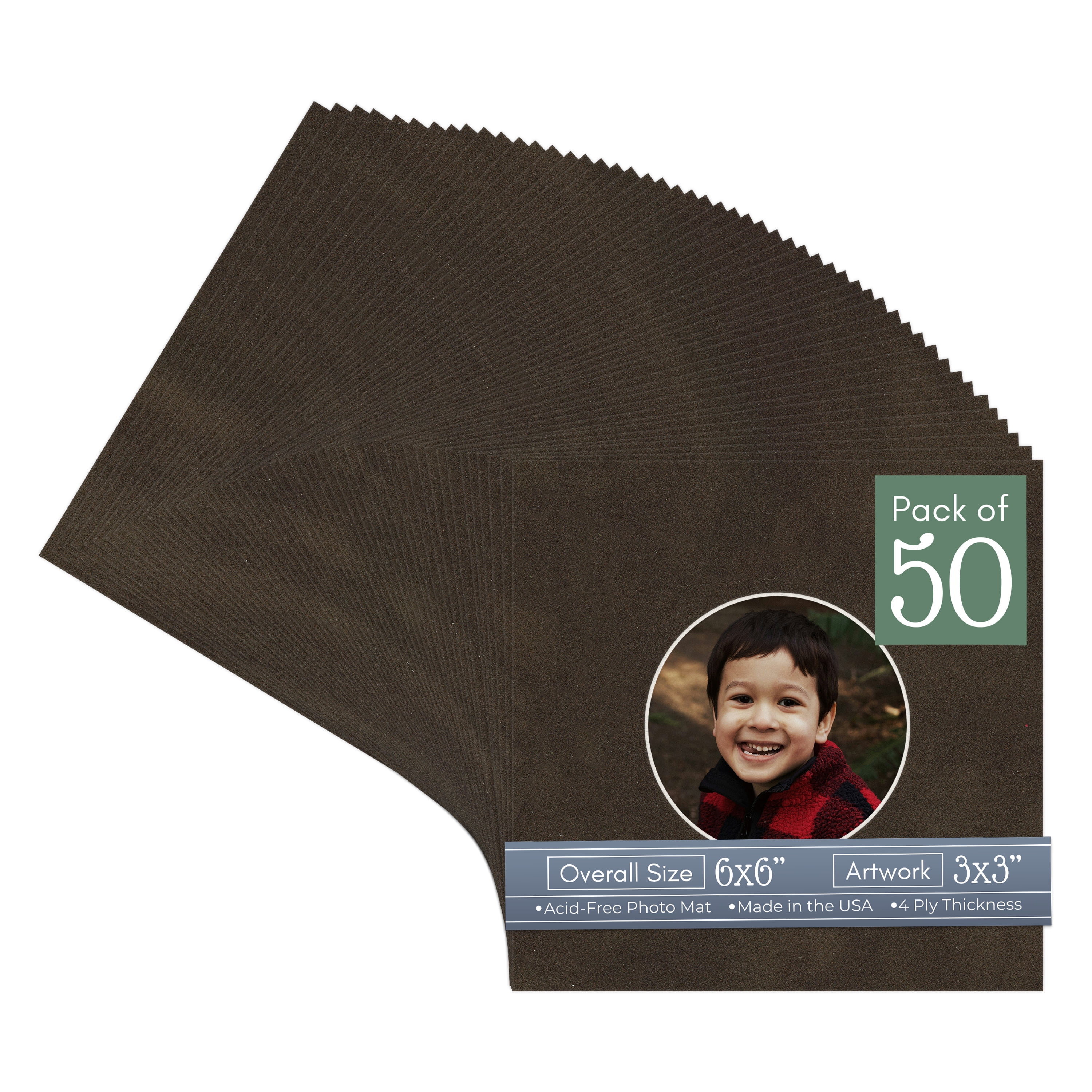 Brown Suede Picture Frame Mat for 6x6 Frames - Circle Opening for 3x3 ...