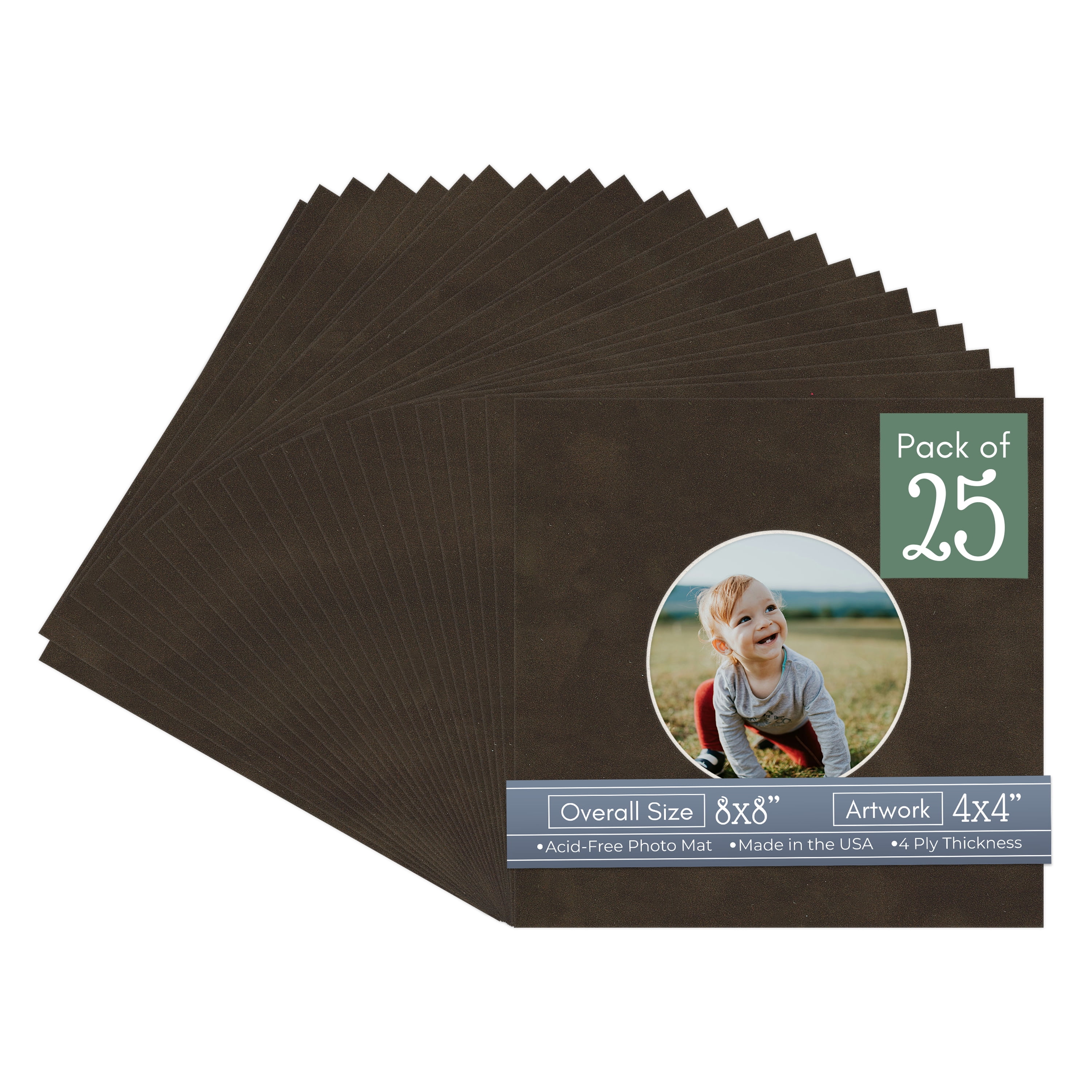 Brown Suede Picture Frame Mat for 8x8 Frames - Circle Opening for 4x4 ...