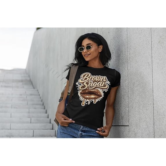 Brown Sugar Dripping Lips Graphic T-Shirt, Trendy Lip Graphic Fashion ...