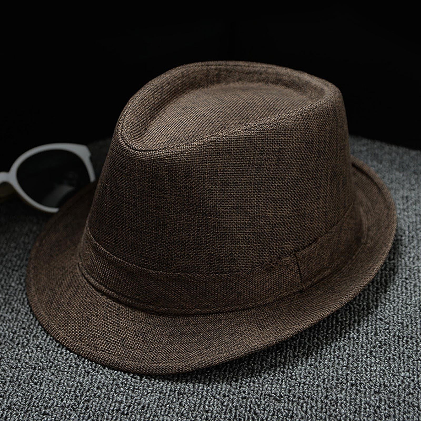 Brown Sun Hats Men and Women Retro Jazz Hat Soild British Sun Hat ...