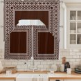 Brown Swag Curtains Valance and Tier Set, Boho Diamond Pattern Border ...