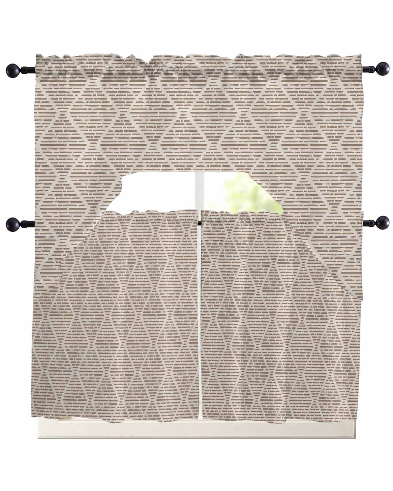 Brown Swag Kitchen Curtains Sets for Windows 24 Inch Length, Modern ...