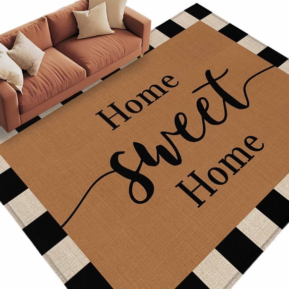 Brown Sweet Home Area Rug 6x9 Washable Rug Non Slip Modern Art Black ...