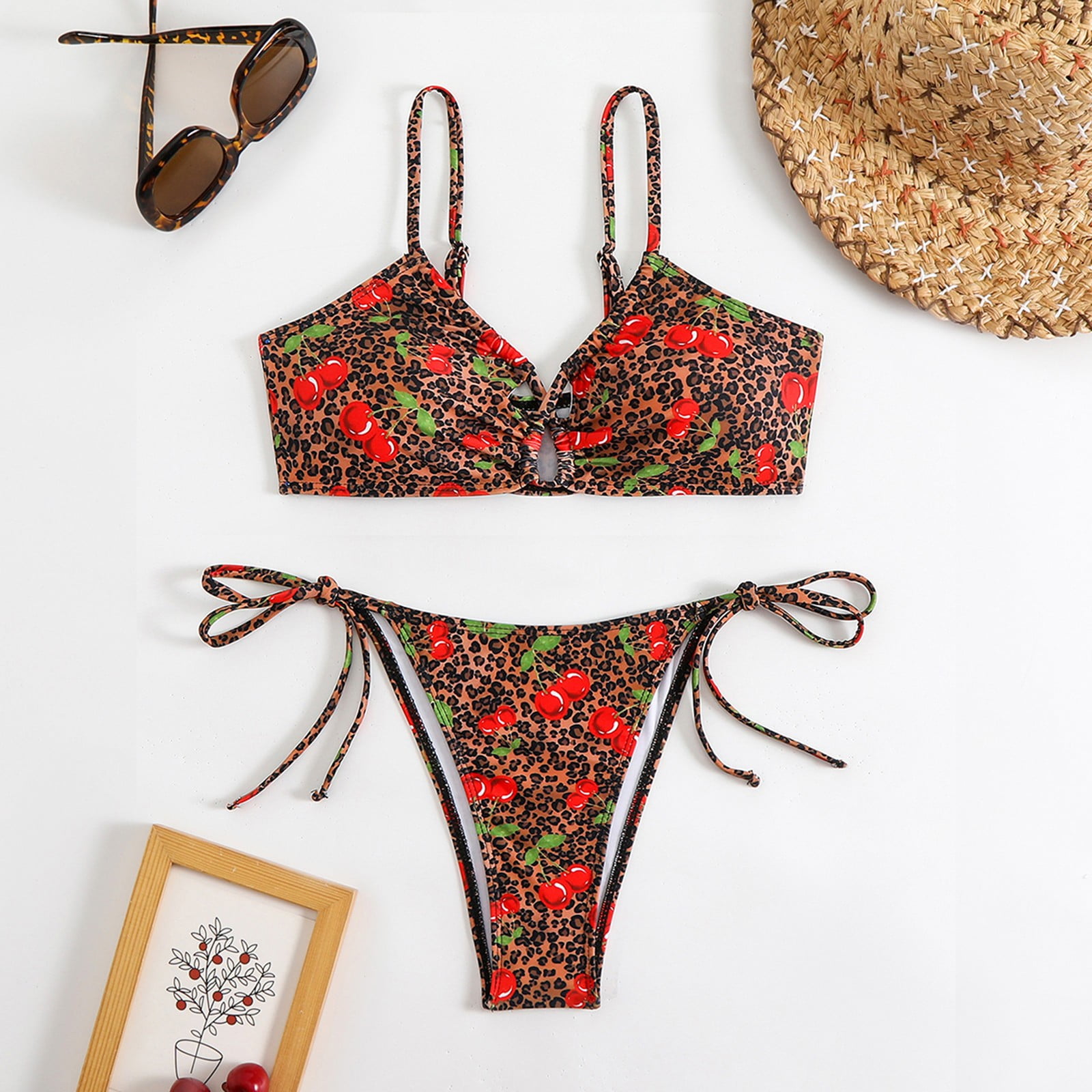 Brown Swim Suits for Women 2025 Women's Strappy Swimsuit Hollow ...