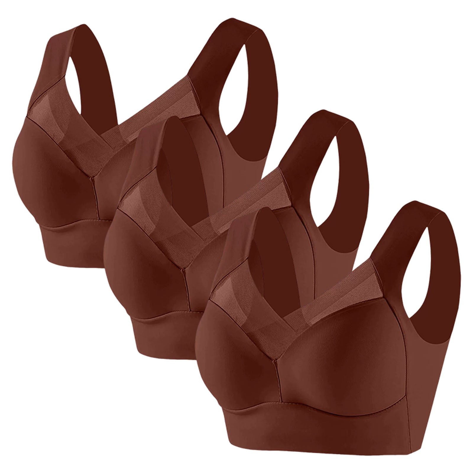 Brown T Shirts for Women Comfort Lightweight Wireless Bras Correcting ...