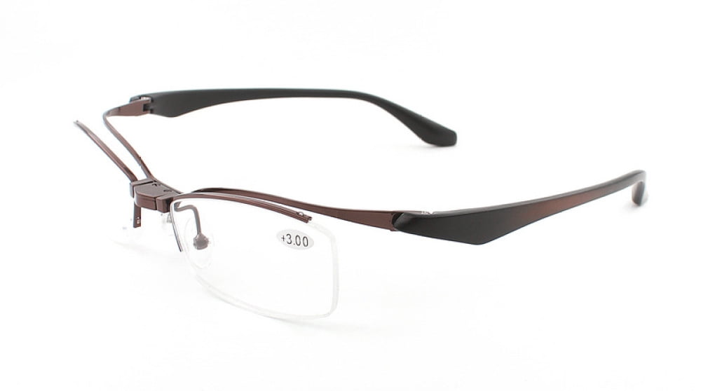 Brown TR90 Designer Flip-Up Eyebrow Reading Glasses for Men Sporty ...