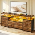 Brown TV Stand Dresser with 12 Drawers for 65 inch TV, Entertainment ...