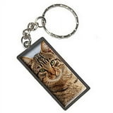 Brown Tabby Cat Face Keychain Key Chain Ring - Walmart.com