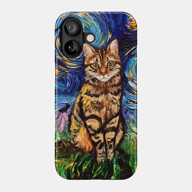 Brown Tabby Cat in a Starry Night Art Phone Case for Apple iPhone 11-17 ...