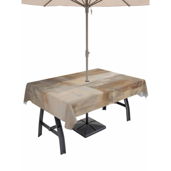 Brown Table Cloth Rectangle Outdoor Tablecloth, Oil Painting Abstract ...