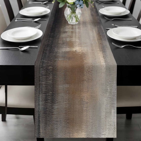 Brown Table Runner 108 Inches Long, Modern Ombre Abstract Art Oil ...