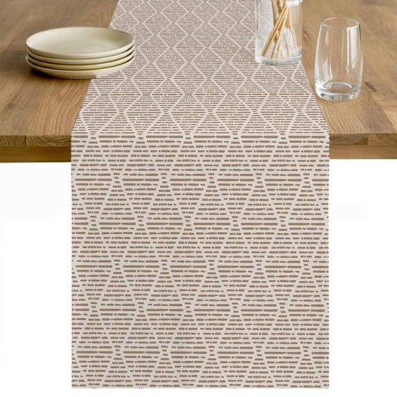Brown Table Runner - 70 Inch Long Modern Abstract Art Farmhouse Cotton ...
