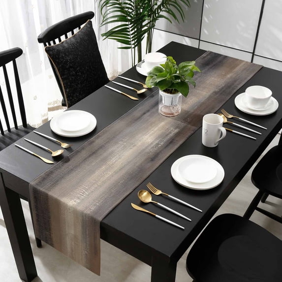 Brown Table Runner 70 Inches Long, Modern Abstract Art Ombre Oil ...