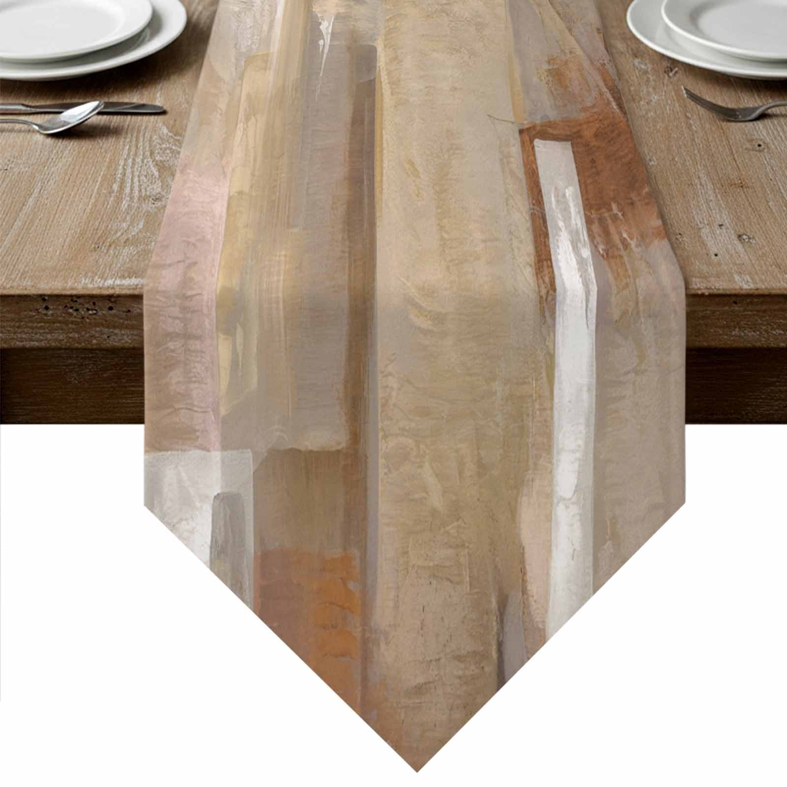 Brown Table Runner Linen Burlap Table Runner 72 Inches Long Abstract ...