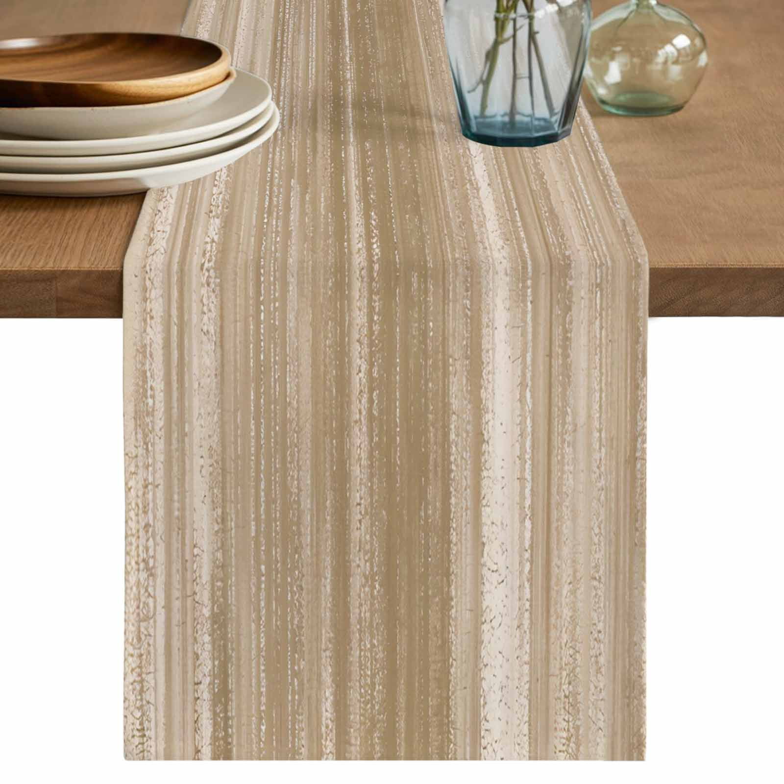 Brown Table Runner, Vintage Modern Abstract Art Ombre Washable Cotton ...