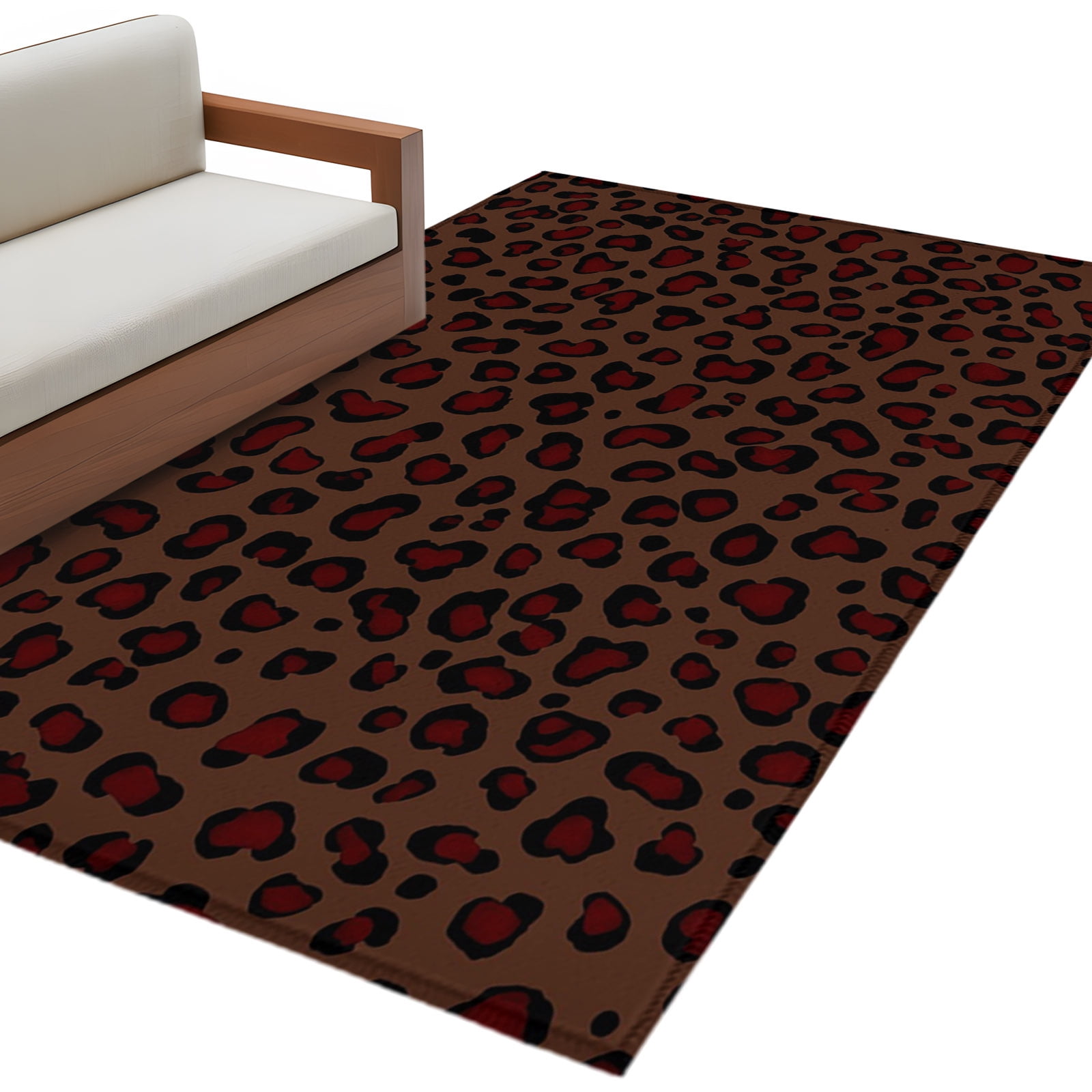 Brown Tan Leopard Washable Area Rugs 2.7'x5', Rustic Boho Vintage ...