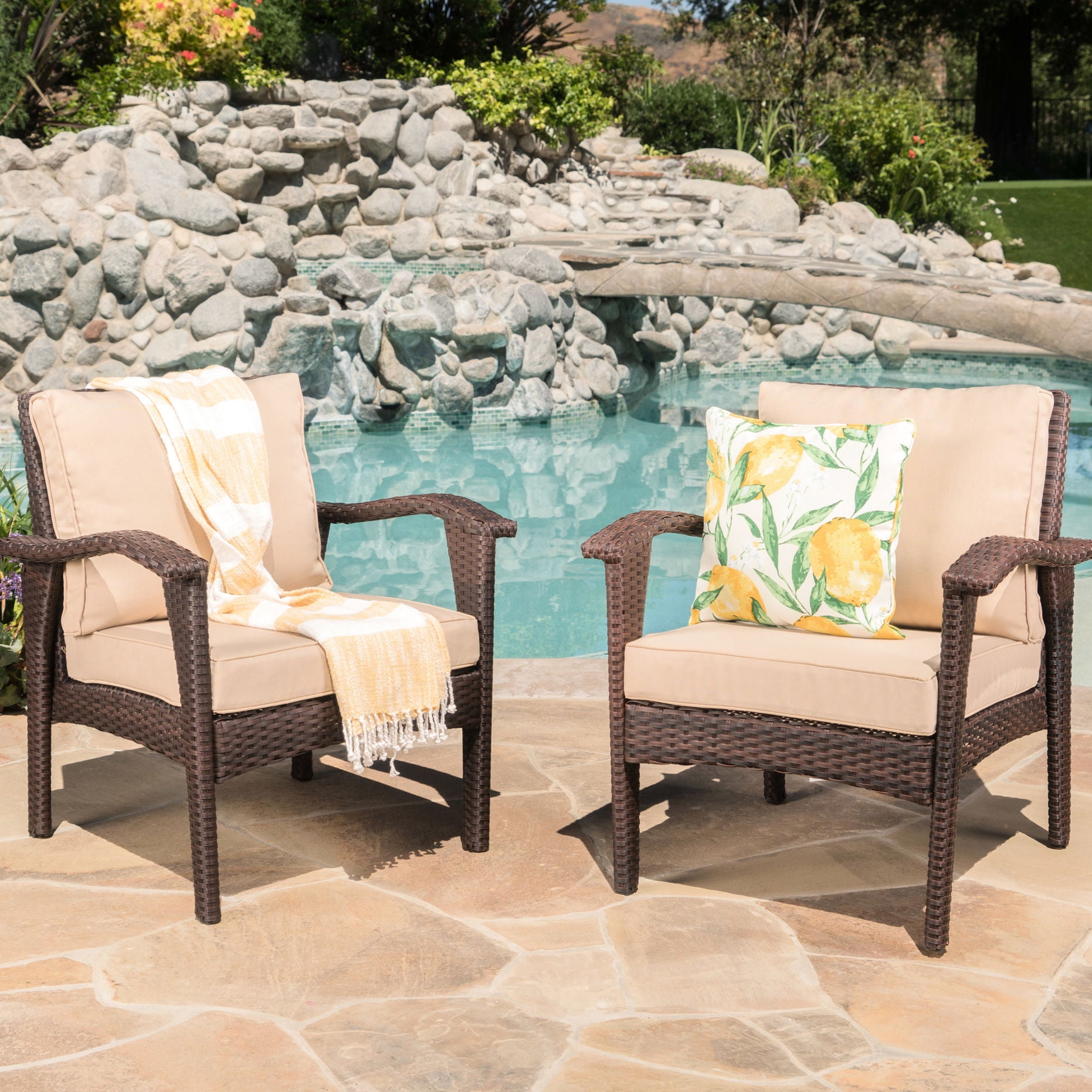 Brown Tan PE Rattan Chair / Wicker Finish for Outdoor Exposure ...