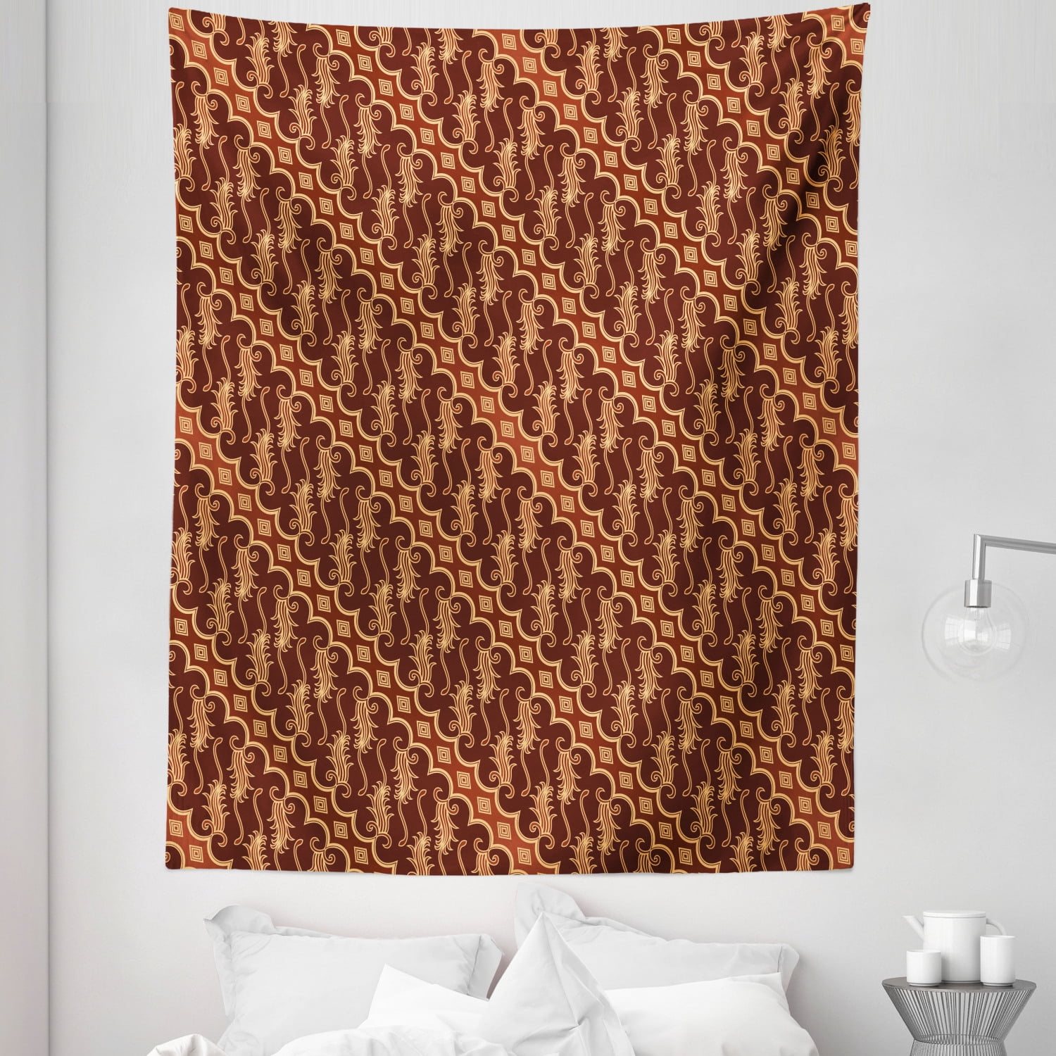 Brown Tapestry, Batik Parang Barong Diagonal Pattern Indonesian Culture ...