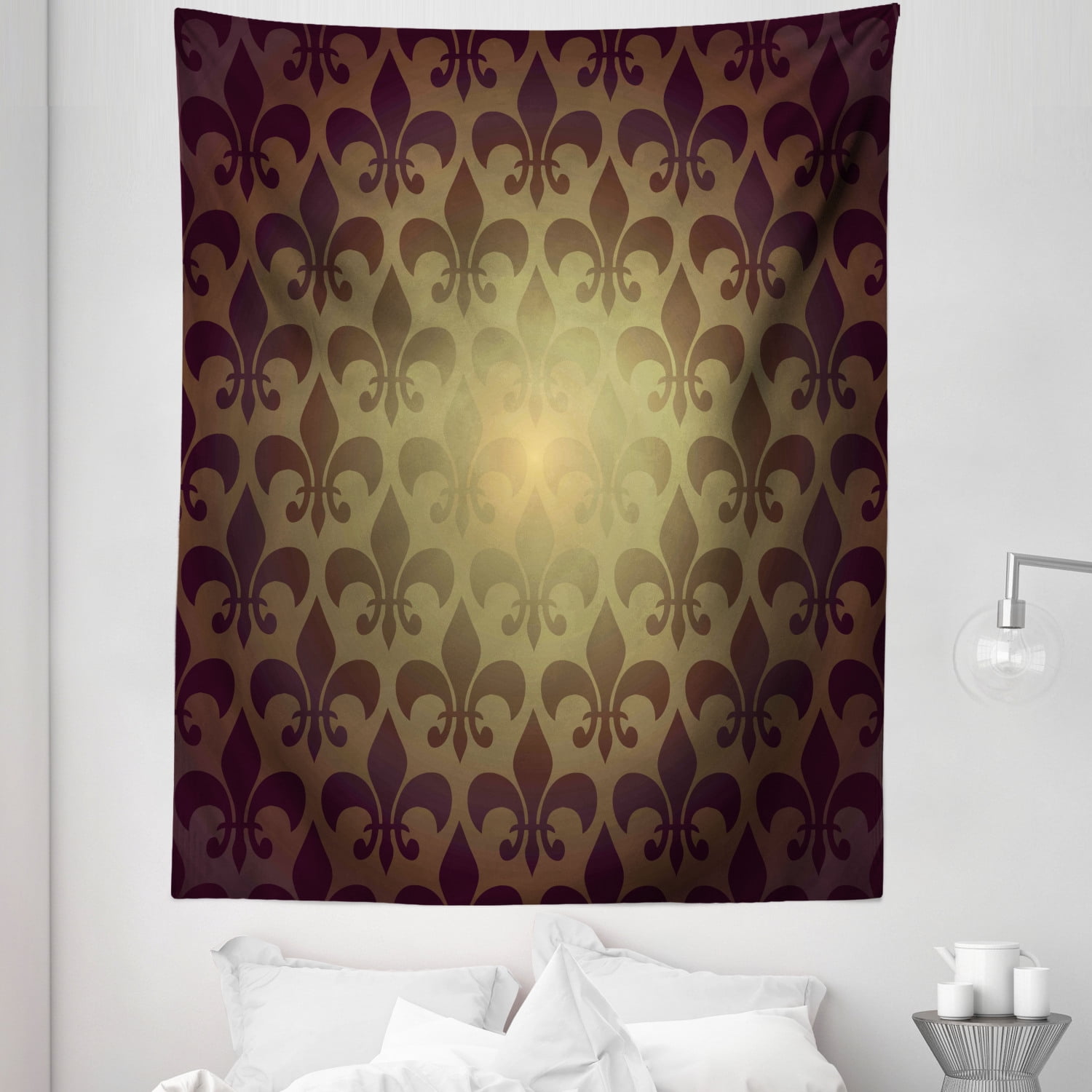 Brown Tapestry, Royal Lily Flower Inspired Floral Baroque Style Dark ...