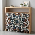 Brown Teal Boho Cabinet Curtain 35"Wx35"L, Dustproof Under Sink Skirt ...