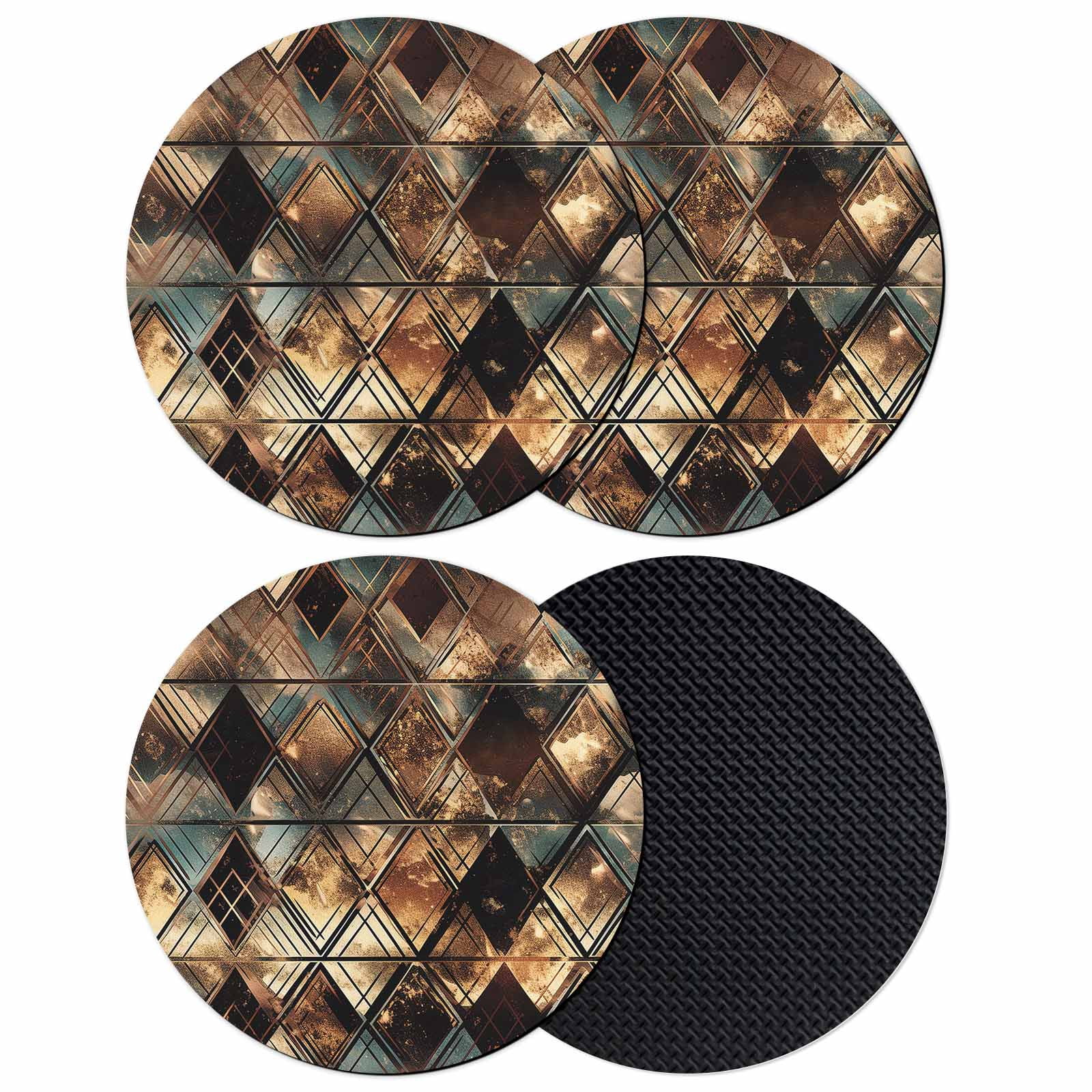 Brown Teal Geometric Coasters Set of 4, Soft Absorbent Coasters for ...