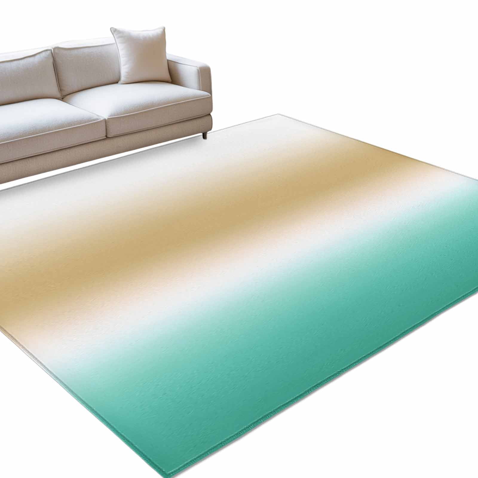 Brown and Teal Gradient Area Rugs 3x5ft Minimalist Camel Brown Green ...