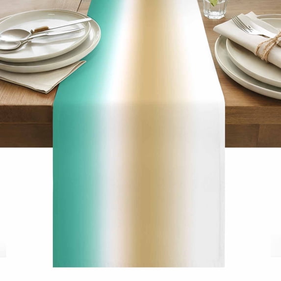 Brown and Teal Gradient Cotton Linen Table Runner Minimalist Camel ...