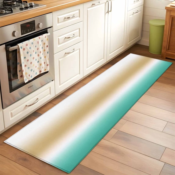 Brown and Teal Gradient Hallway Washable Runner Rug 2x6 Minimalist ...