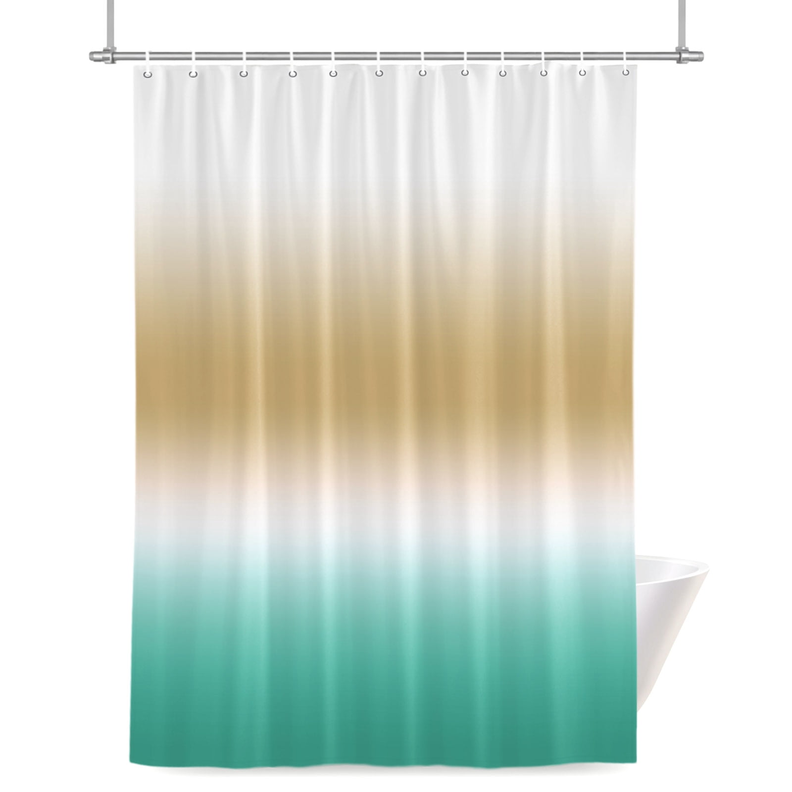 Brown and Teal Gradient Shower Curtain, Minimalist Camel Brown Green ...