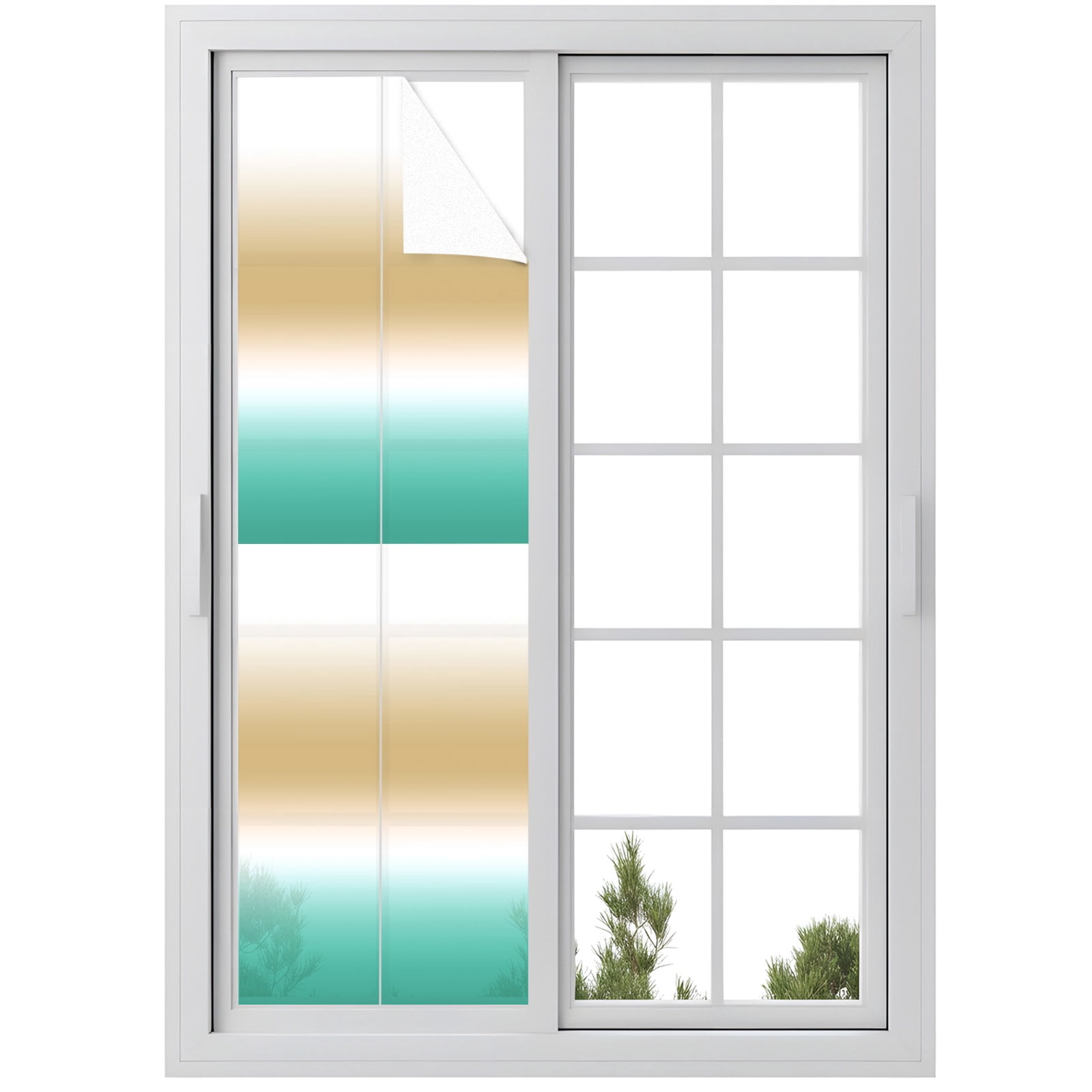 Brown and Teal Gradient Window Privacy Film, Minimalist Camel Brown ...