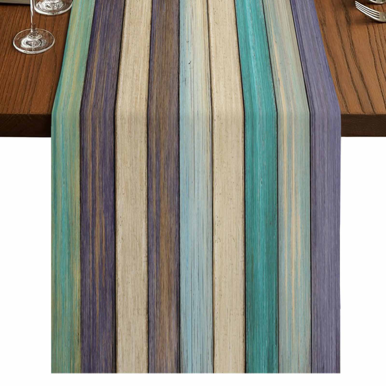 Brown Teal Home Short Table Runner 36 Inches Long, Vintage Farmhouse ...