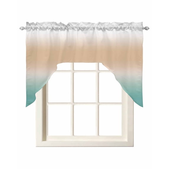 Brown Teal Ombre Kitchen Swag Valances for Windows, Modern Gradient ...