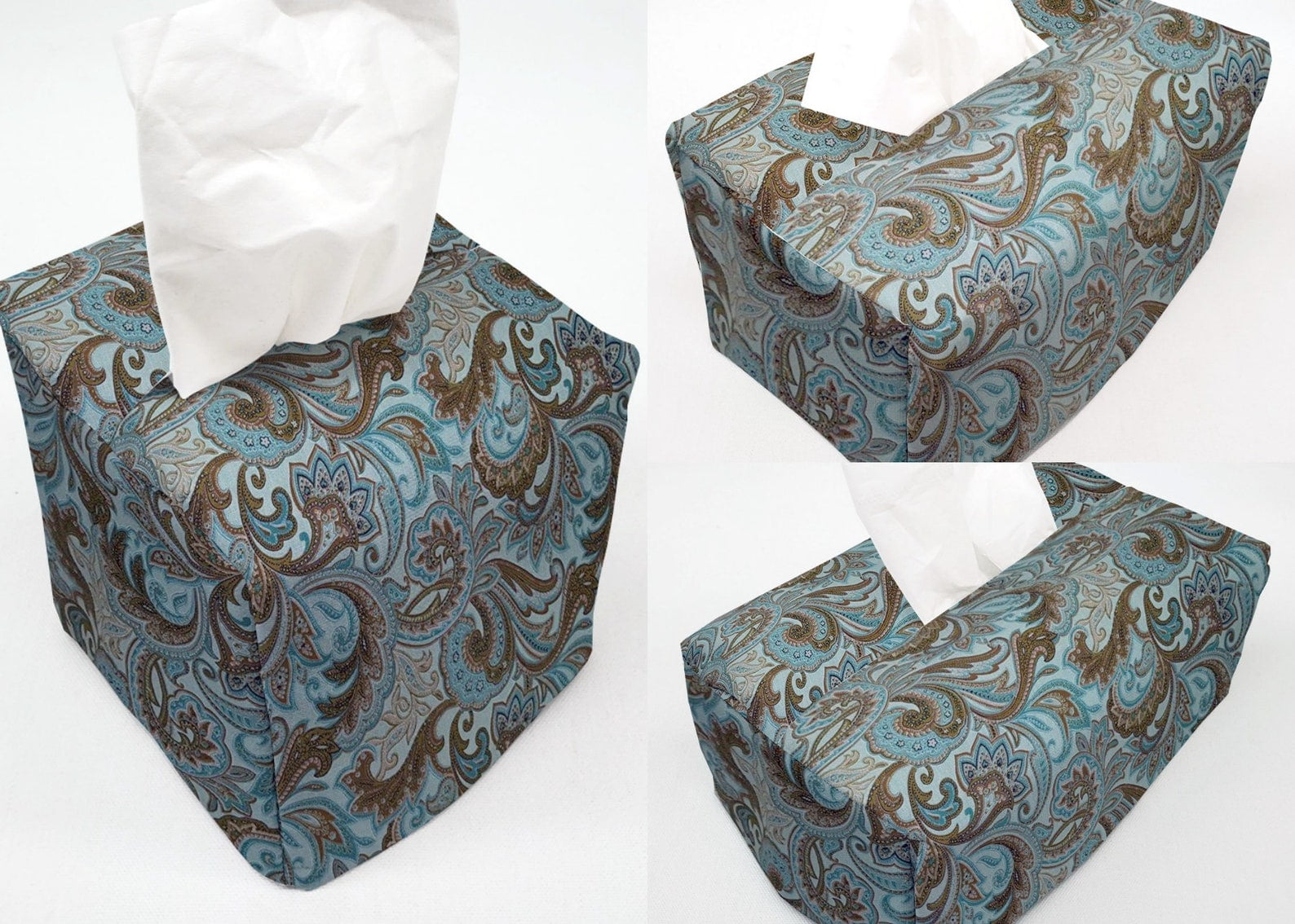 Brown & Teal Paisley Tissue Box Cover by Penny's Needful Things (Tall ...
