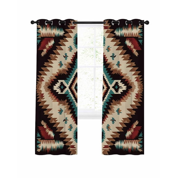 Brown Teal Red Boho Blackout Curtains 84 Inches Long for Bedroom ...