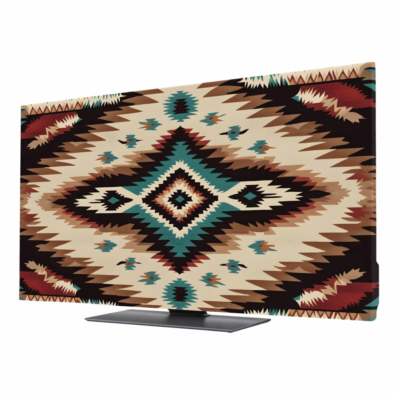 Brown Teal Red Boho TV Cover for 55 Inch Screen,Stretch Fabric ...