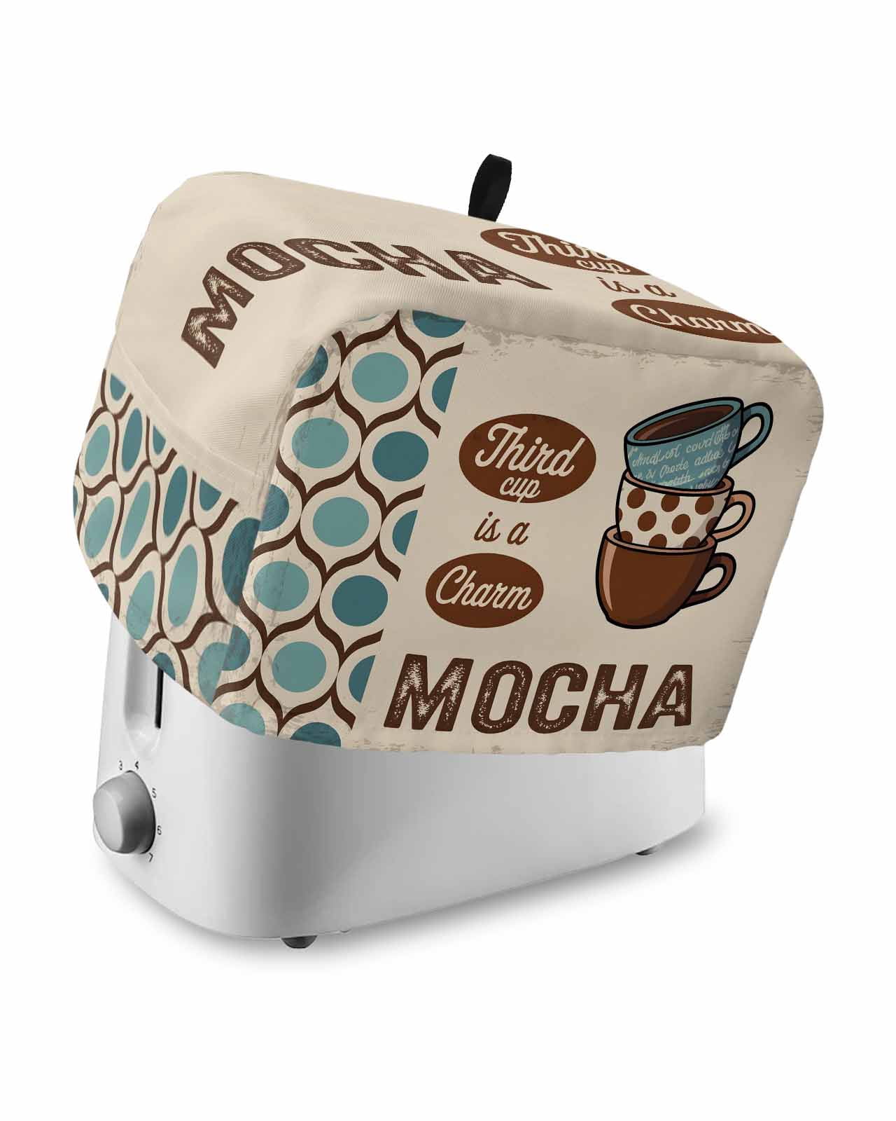 Brown Teal Retro Coffee Toaster Cover 4 Slice, Large Kitchen Appliance ...