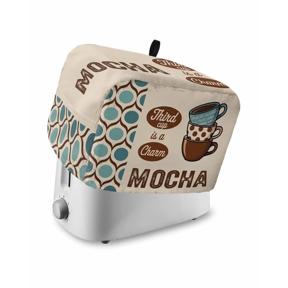 Brown Teal Retro Coffee Toaster Cover 4 Slice, Large Kitchen Appliance ...