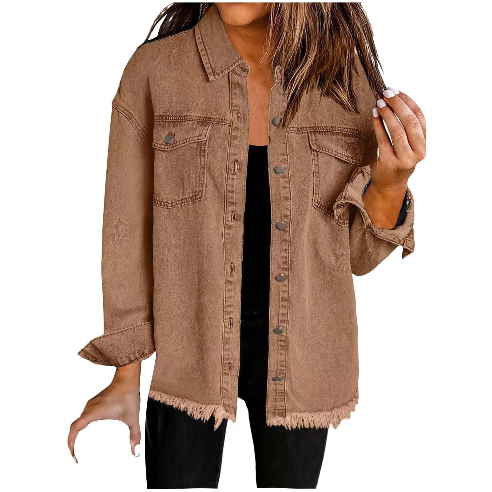 Brown Teen Girls Cowgirl Cardigan Plain Outerwear for Women Long Sleeve ...