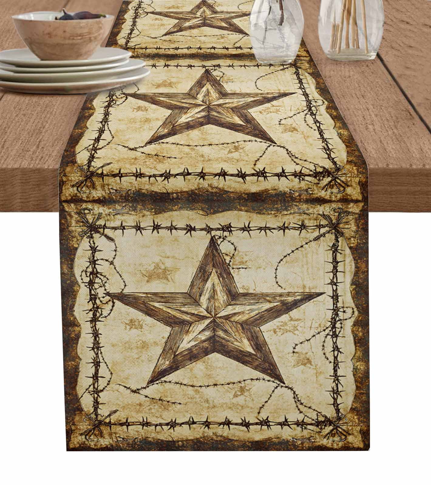 Brown Texas Star Country Burlap Cotton Table Runner 16x72 Inches Long ...