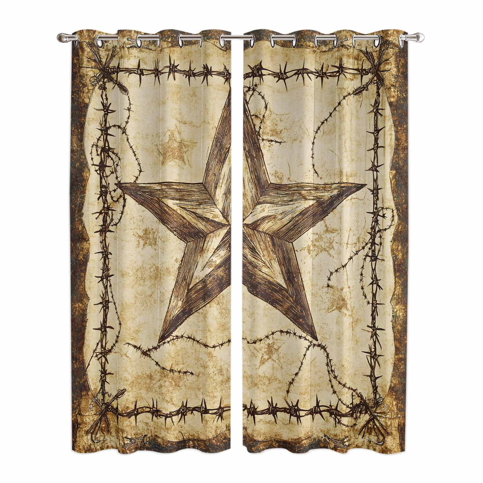 Brown Texas Star Country Kitchen Curtains 96 Inch Length, Western Stars ...