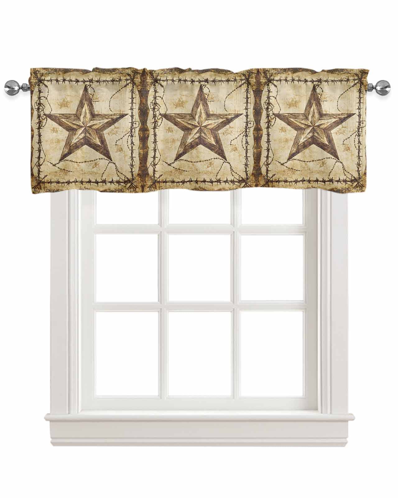 Brown Texas Star Country Kitchen Valances for Windows Farmhouse Linen ...
