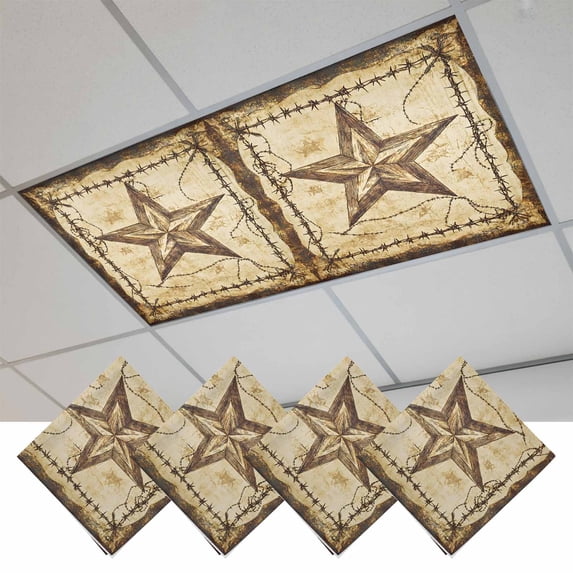 Brown Texas Star Country Magnetic Fluorescent Light Covers for Ceiling ...