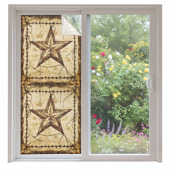Brown Texas Star Country Window Privacy Film, Western Stars Retro ...