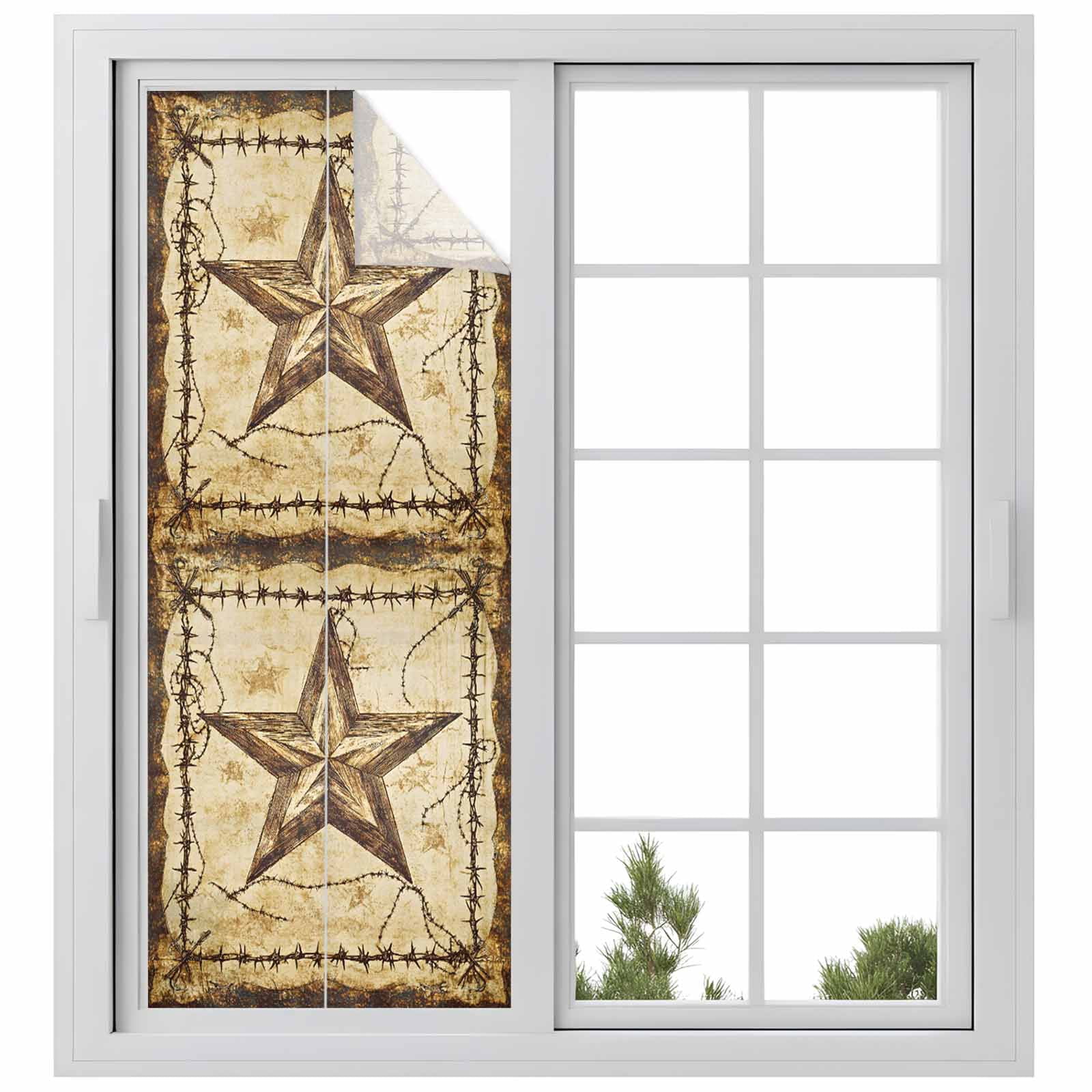 Brown Texas Star Country Window Privacy Film, Western Stars Retro ...