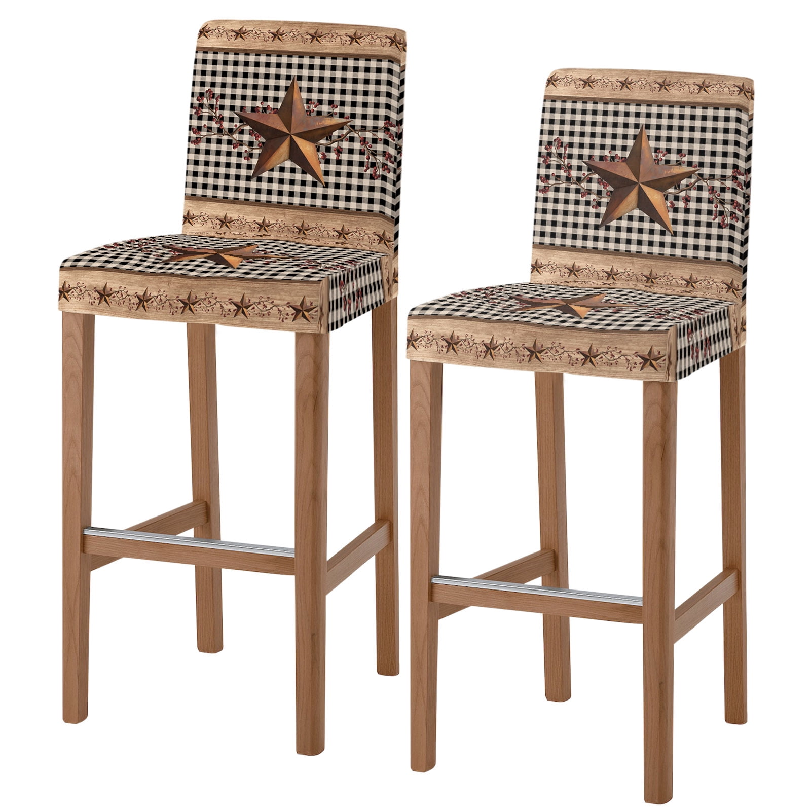 Brown Texas Star Retro Bar Stool Cover Set of 2, Country Star Buffalo ...