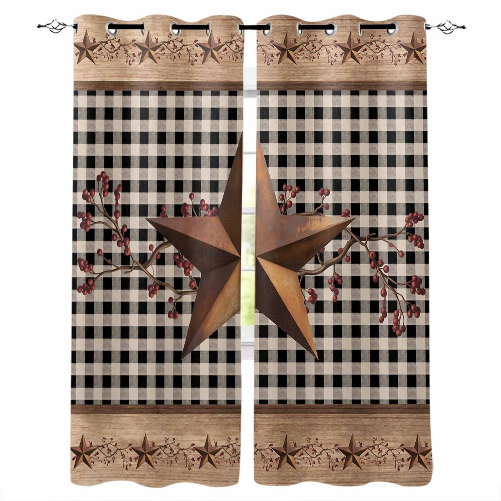 Brown Texas Star Retro Blackout Curtains for Bedroom, Country Star ...
