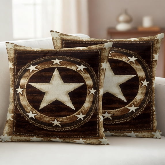 Brown Texas Star Western Outdoor Waterproof Throw Pillow Covers 20x20 ...